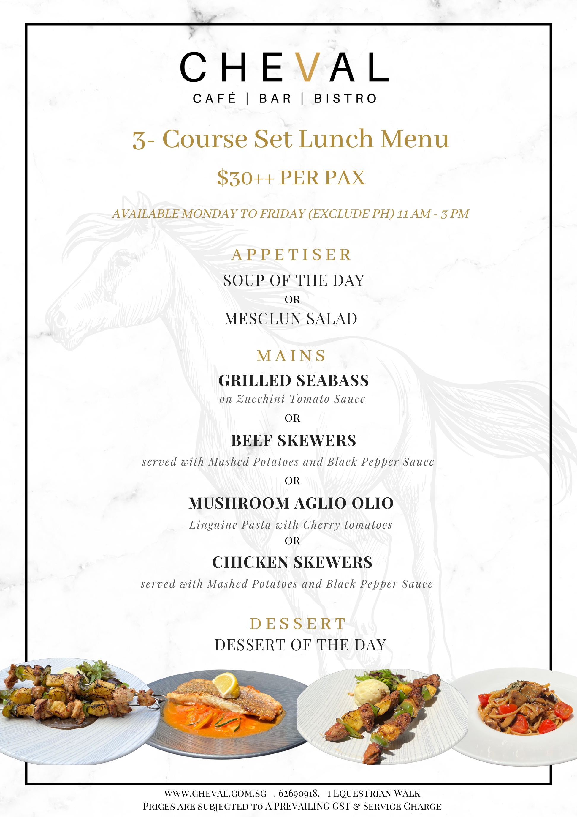 MENU AND BOOKING - Cheval Cafe Bar Bistro